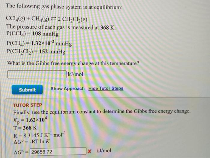 Solved The following gas phase system is at equilibrium: | Chegg.com