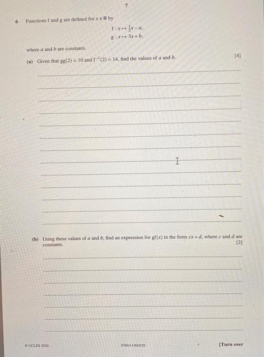Solved 6. Functions fand g are defined for x∈R by | Chegg.com