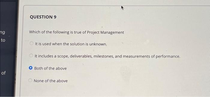 Solved Which of the following is true of Project Management | Chegg.com