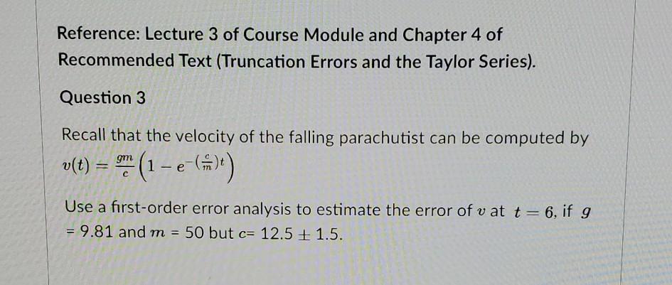 Solved Reference: Lecture 3 of Course Module and Chapter 4 | Chegg.com