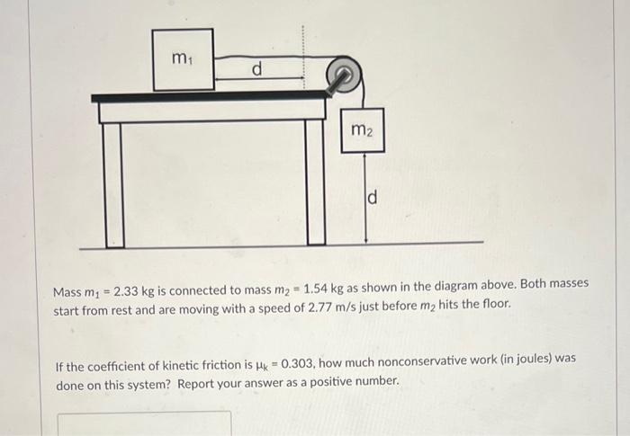 Solved Mass m1=2.33 kg is connected to mass m2=1.54 kg as | Chegg.com