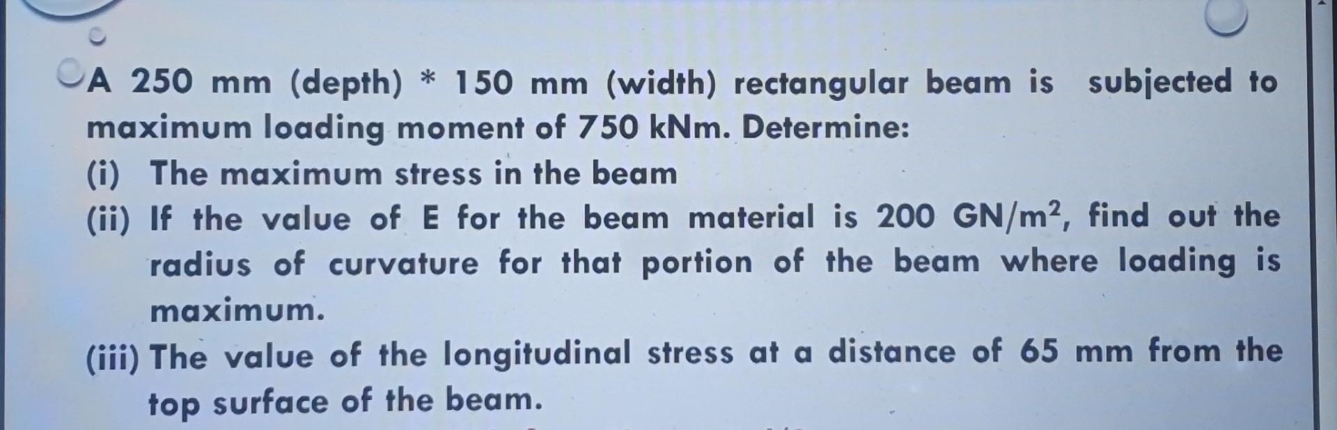 Solved A 250 mm (depth) * 150 mm (width) rectangular beam is | Chegg.com