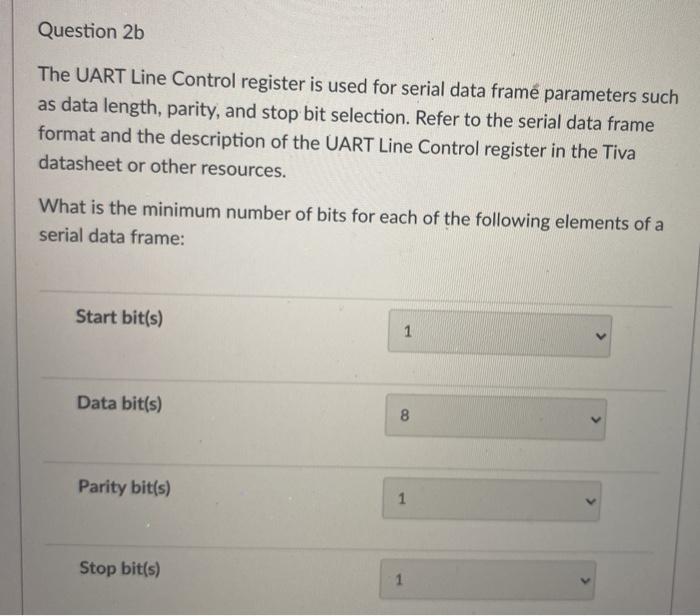 Solved Question 2b The Uart Line Control Register Is Used