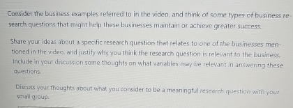 Solved Consider the business examples referred to in the | Chegg.com