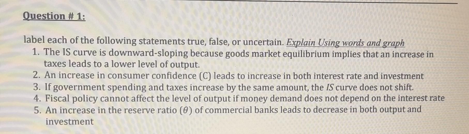 Solved label each of the following statements true, false, | Chegg.com