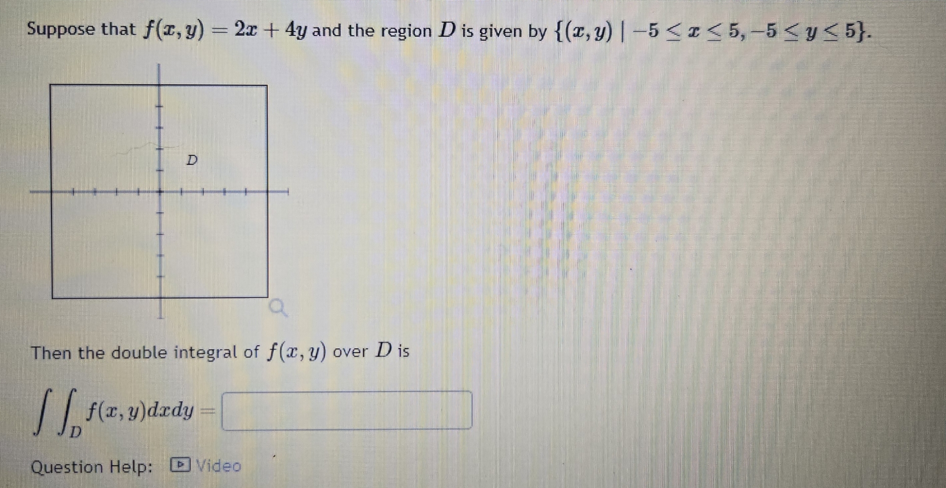 Solved Suppose that f(x,y)=2x+4y ﻿and the region D ﻿is given | Chegg.com