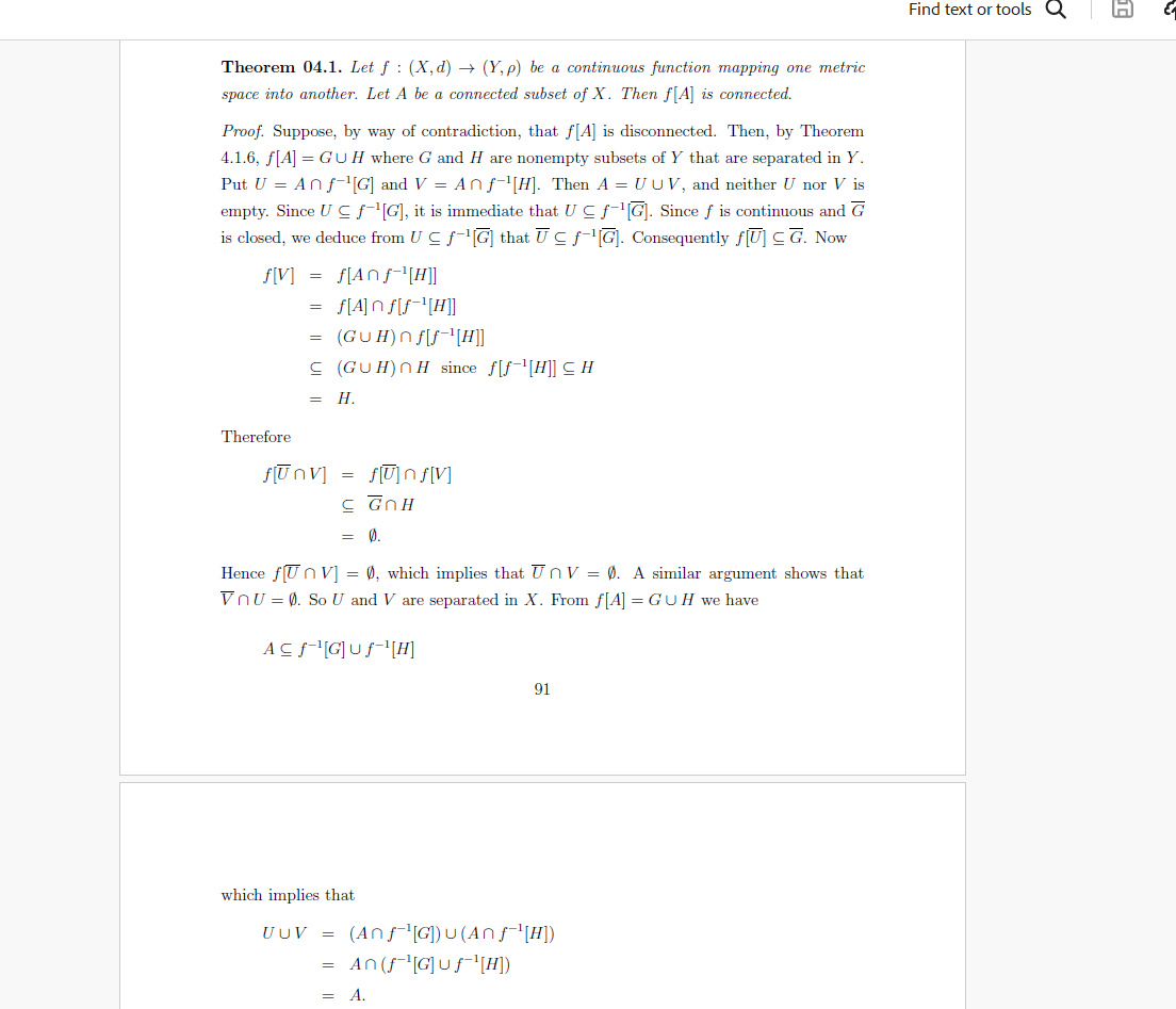 Solved Theorem 04.1. ﻿Let f:(x,d)→(Y,ρ) ﻿be a continuous | Chegg.com