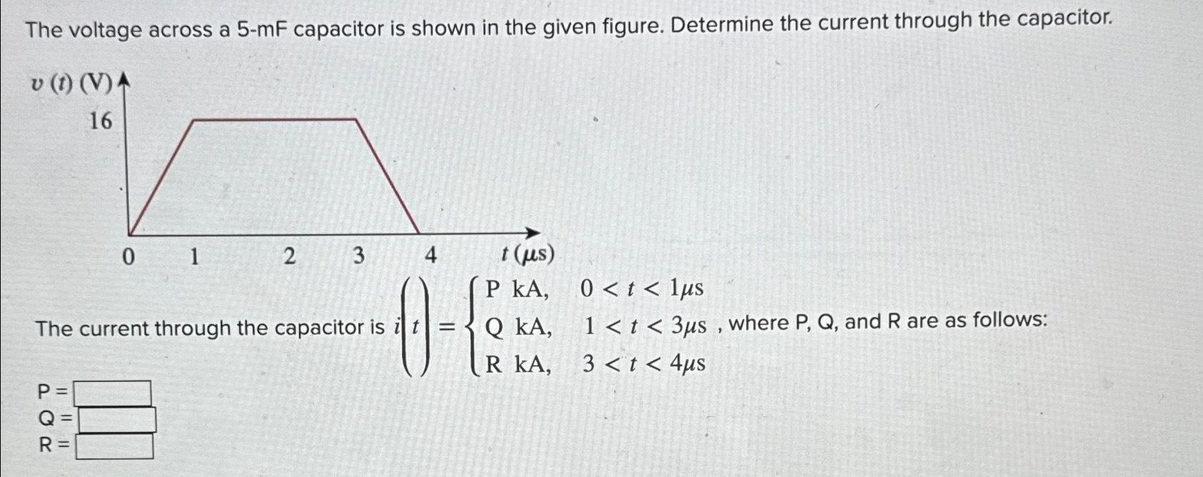 Solved The voltage across a 5-mF ﻿capacitor is shown in the | Chegg.com