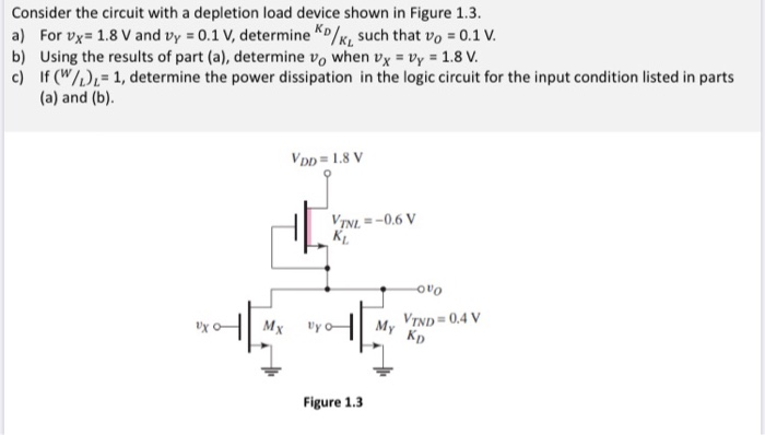 Solved Consider the NMOS inverter as shown in Figure 1.1. a) | Chegg.com