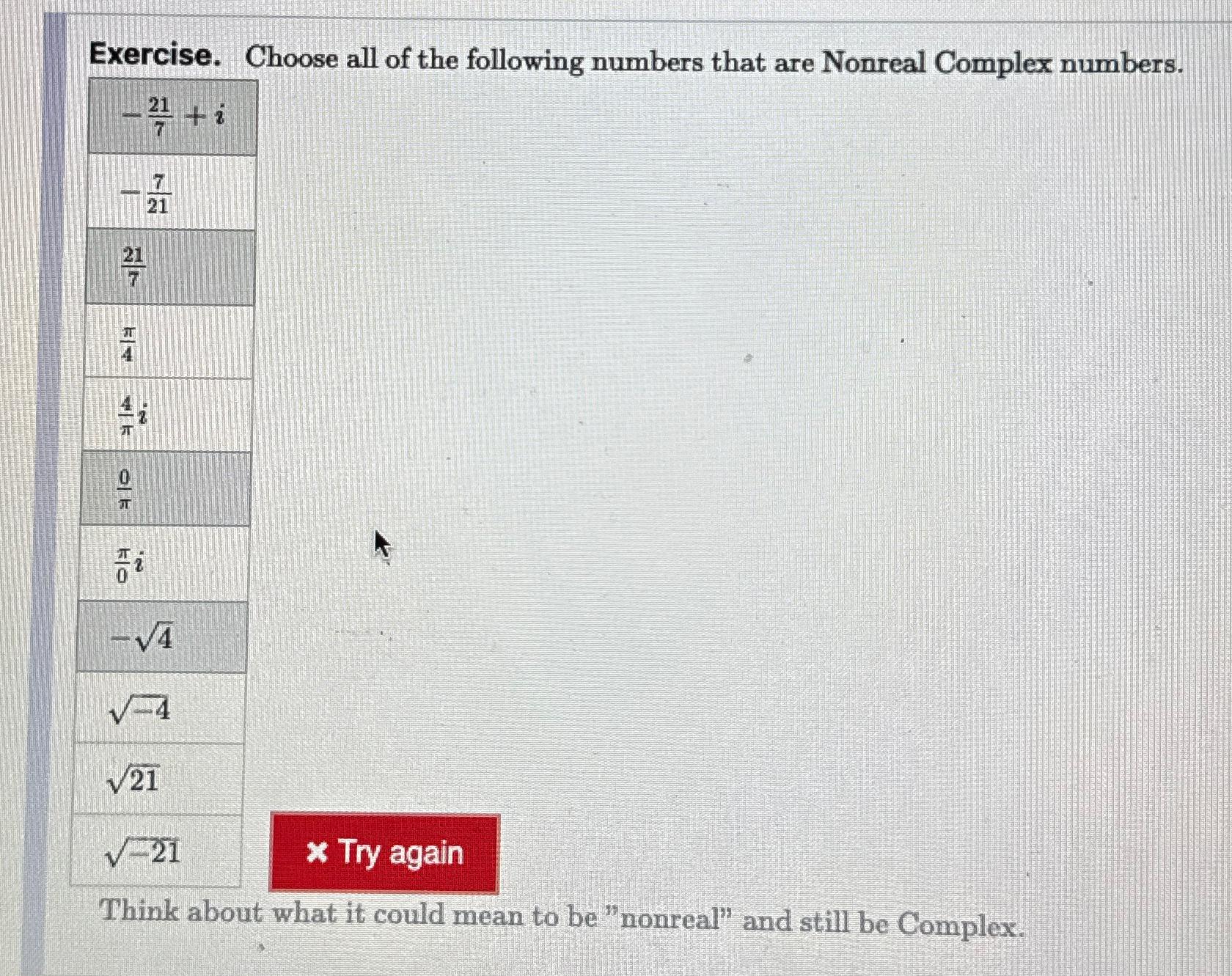 Solved Exercise. Choose all of the following numbers that | Chegg.com