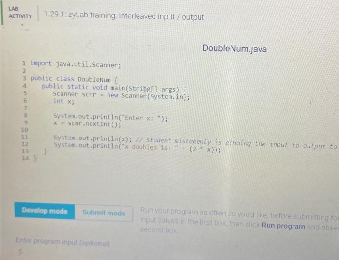 Solved DoubleNum.java System.out.println(x); // student | Chegg.com