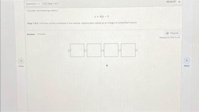 Solved Previ Question 1 Of 5 Step 1 Of 2 Consider The