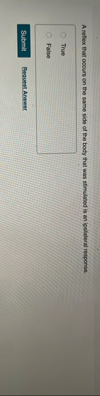 Solved A reflex that occurs on the same side of the body | Chegg.com