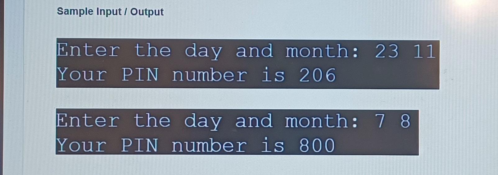 Solved Write a C++ program that computes your PIN number | Chegg.com