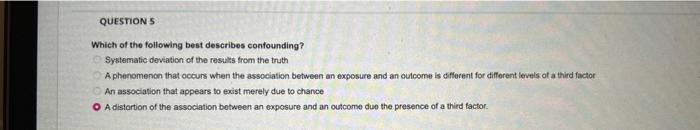Solved Which of the following best describes confounding? | Chegg.com