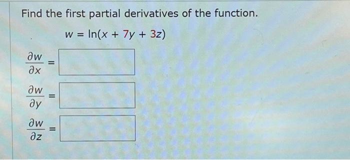 Solved Find the first partial derivatives of the function. | Chegg.com