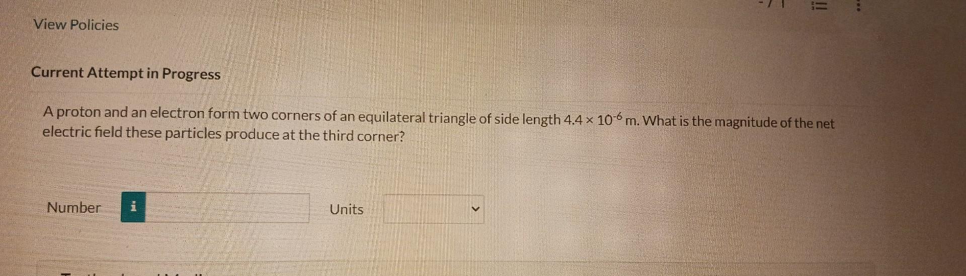 Solved Current Attempt in Progress A proton and an electron | Chegg.com