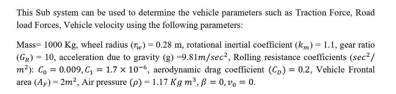 Solved This Sub system can be used to determine the vehicle | Chegg.com