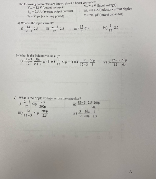 Solved The following parameters are known about a boost | Chegg.com