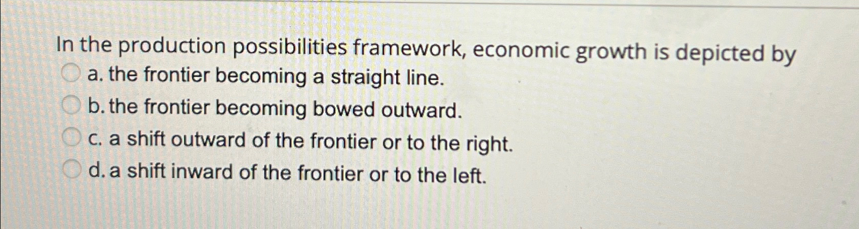 Solved In the production possibilities framework, economic | Chegg.com