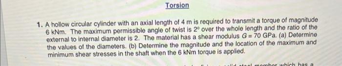 Solved 1. A hollow circular cylinder with an axial length of | Chegg.com