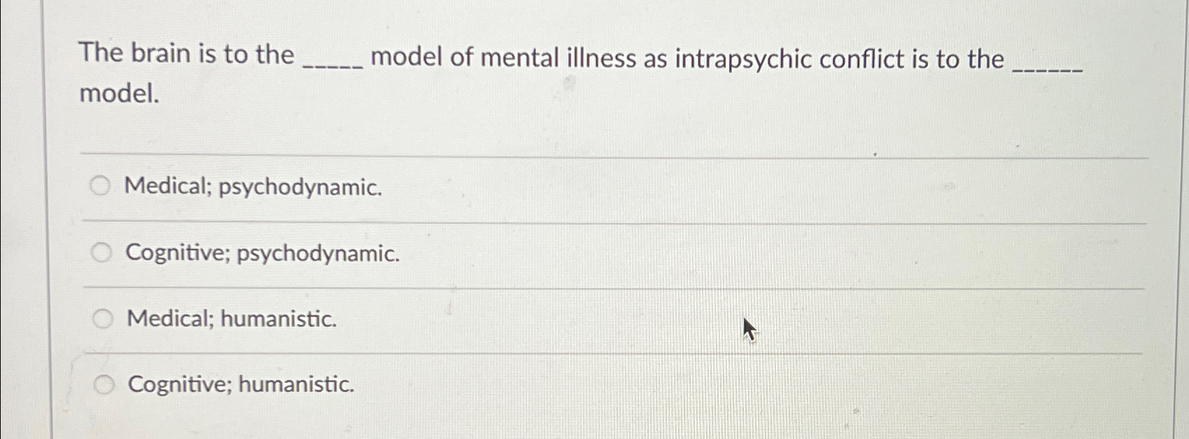 Solved The brain is to the model of mental illness as | Chegg.com