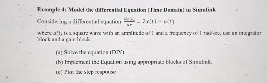 Solved Example 4: Model the differential Equation (Time | Chegg.com