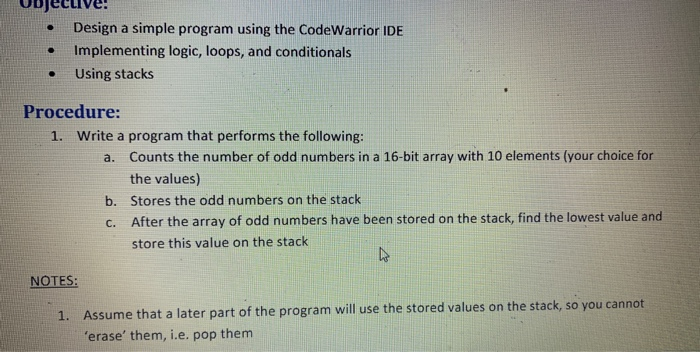 . Design a simple program using the CodeWarrior IDE | Chegg.com