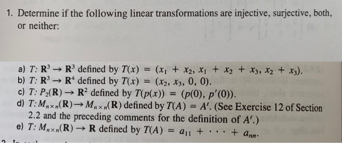 Solved 1. Determine if the following linear transformations | Chegg.com