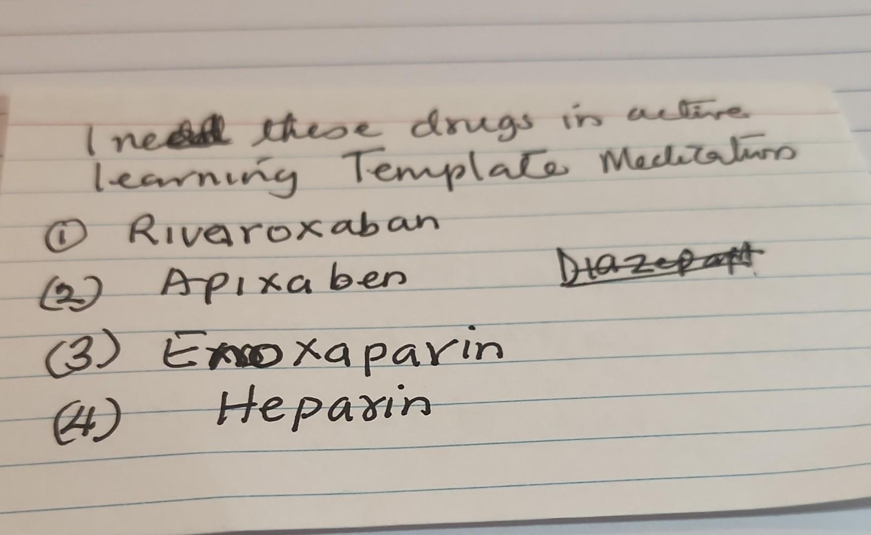 Solved I ne these drugs in actere learning Template | Chegg.com