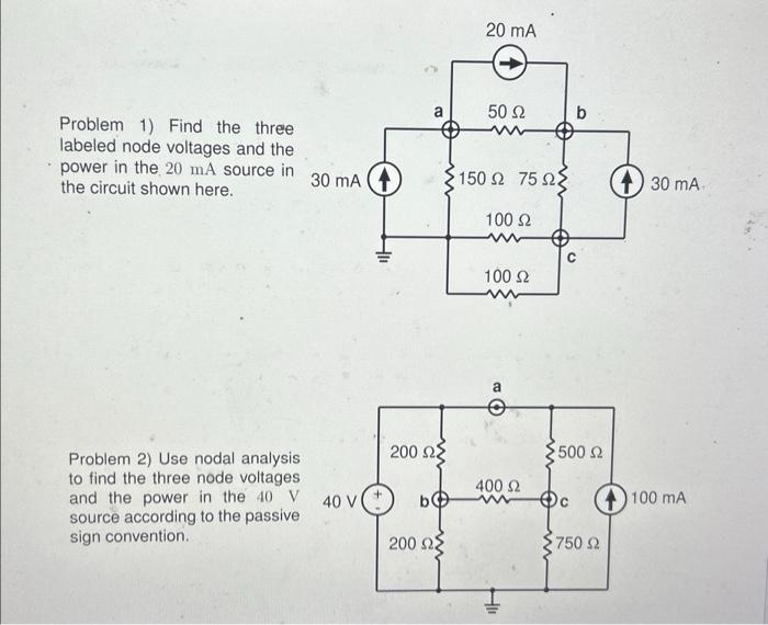 Solved Problem 1) Find the three labeled node voltages and | Chegg.com