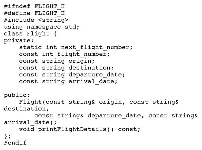 Solved Modify Class Flight Such That 1 It Contains An 