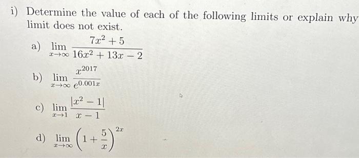 Solved i) Determine the value of each of the following | Chegg.com