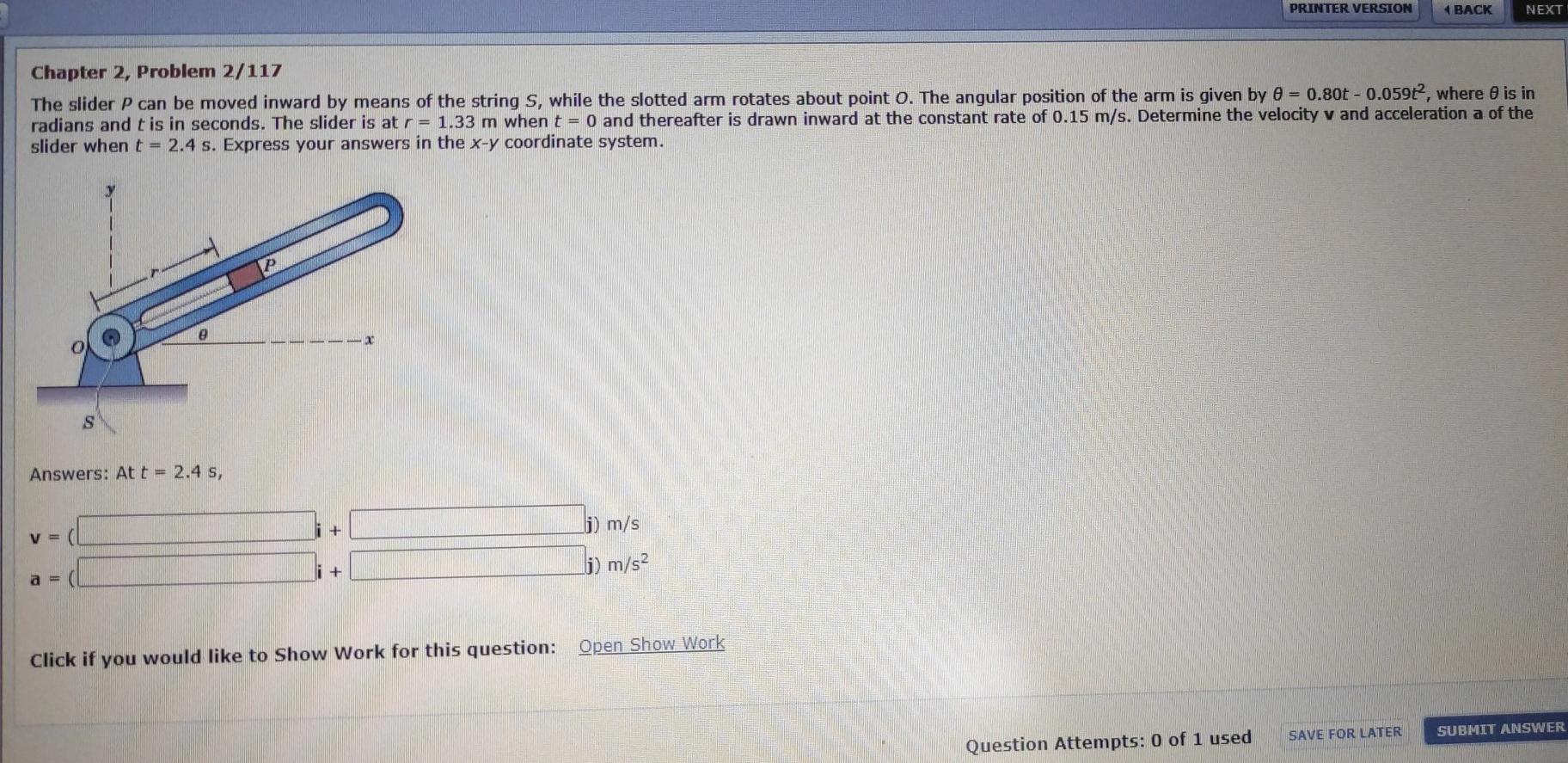 Solved PRINTER VERSION 4 BACK NEXT Chapter 2, Problem 2/117 | Chegg.com