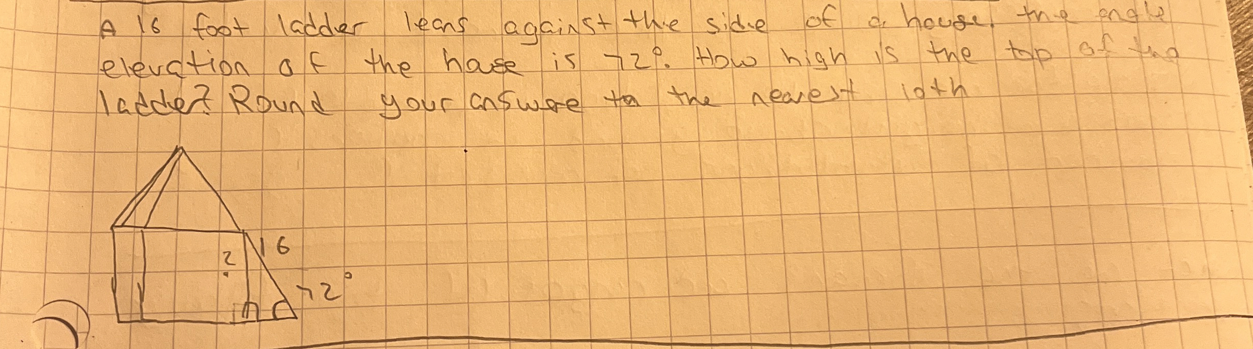 Solved A 16 ﻿foot ladder leans against the side of a house | Chegg.com
