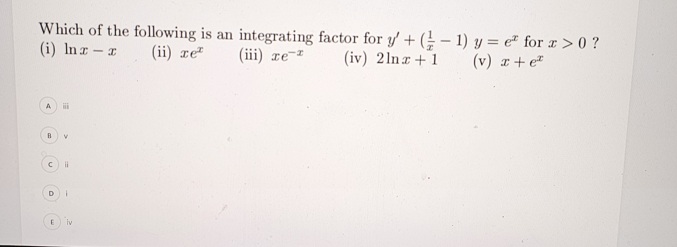 Solved Which of the following is an integrating factor for | Chegg.com