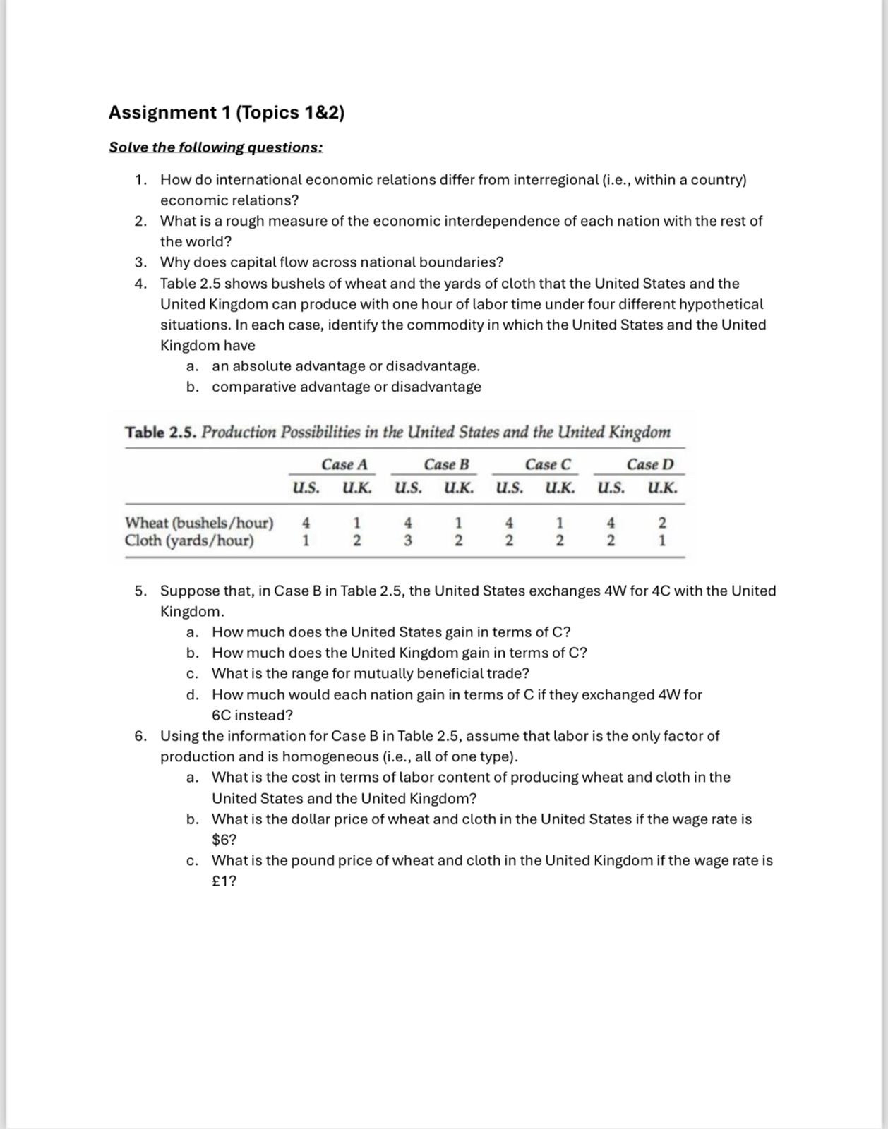 Solved Assignment 1 Topics 1and2solve The Following 