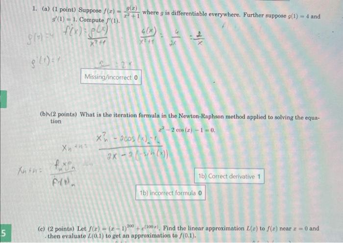 Solved 1. (a) (1 point) Suppose f(x)=x2+1g(x) where g is | Chegg.com Solved 1. (a) (1 point) Suppose f(x)=x2+1g(x) where g is | Chegg.com