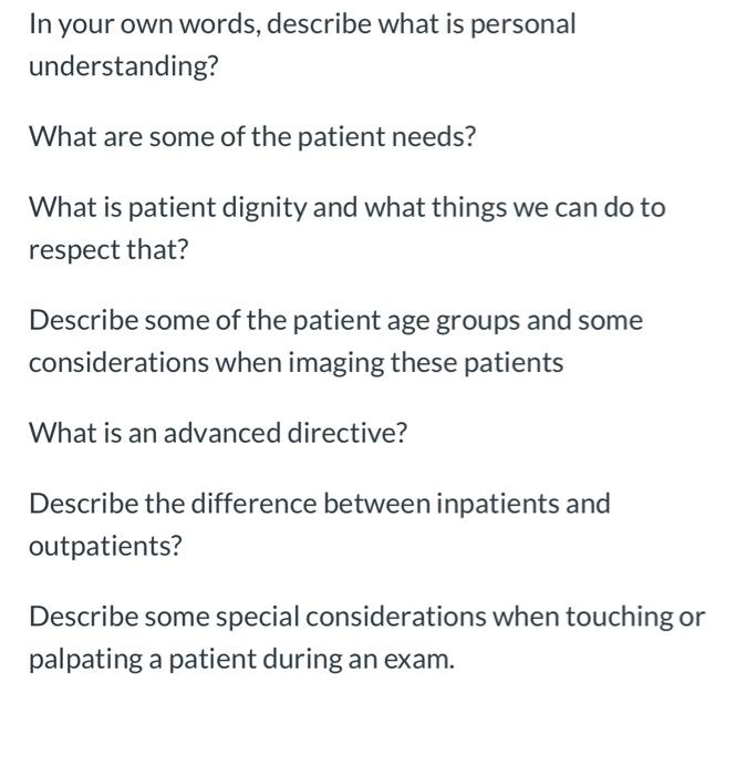 Solved In your own words, describe what is personal | Chegg.com