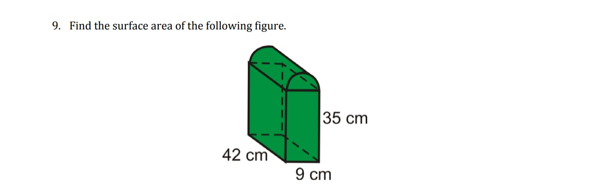 Solved Find the surface area of the following figure. | Chegg.com
