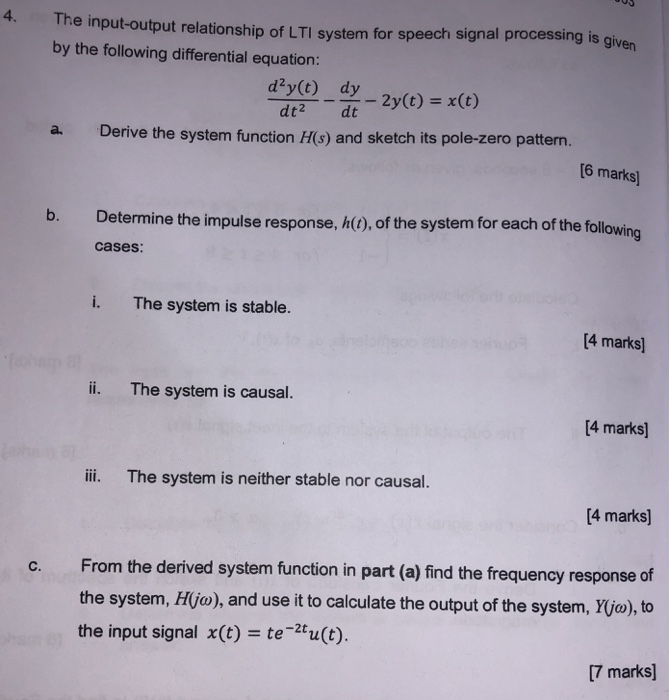 Solved 4. The input-output relationship of LTI system for | Chegg.com