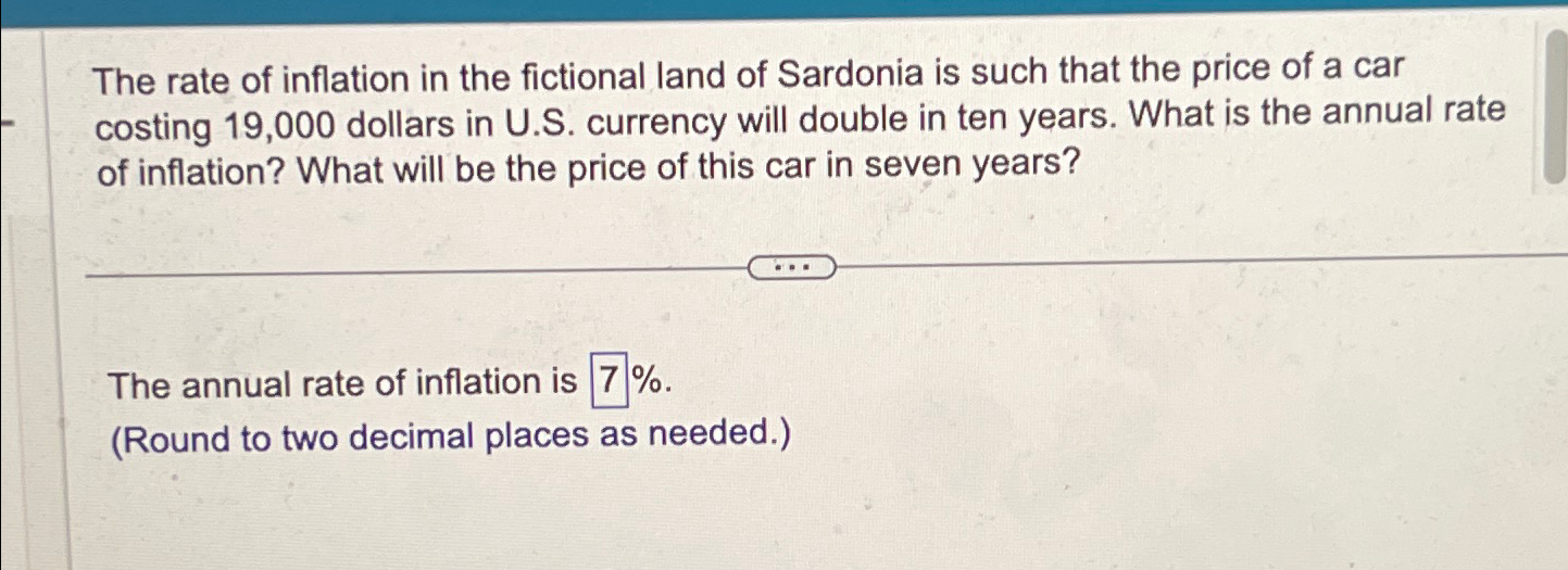 Solved The rate of inflation in the fictional land of | Chegg.com