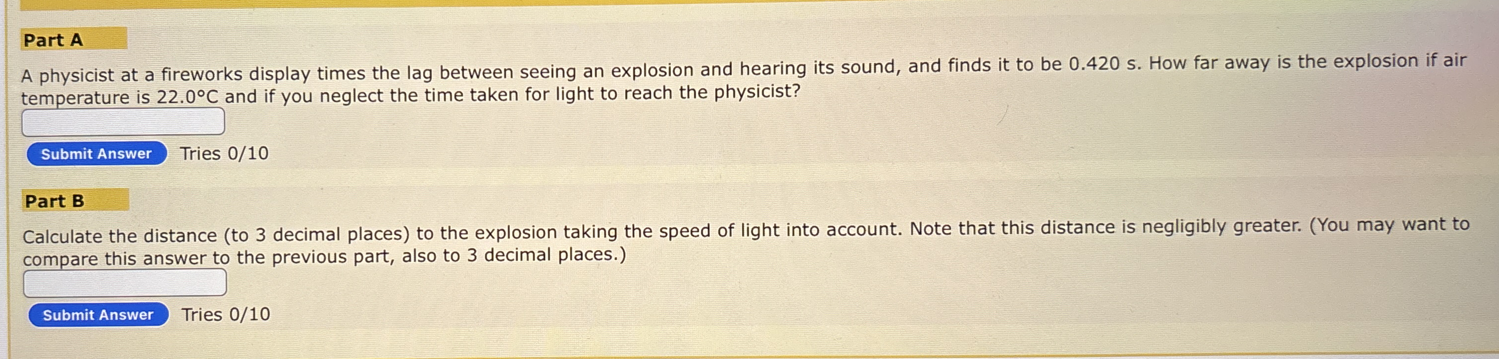Solved Part AA physicist at a fireworks display times the | Chegg.com