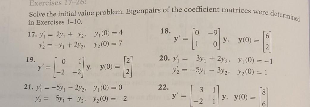Solved Exercises 17-26: Solve the initial value problem. | Chegg.com