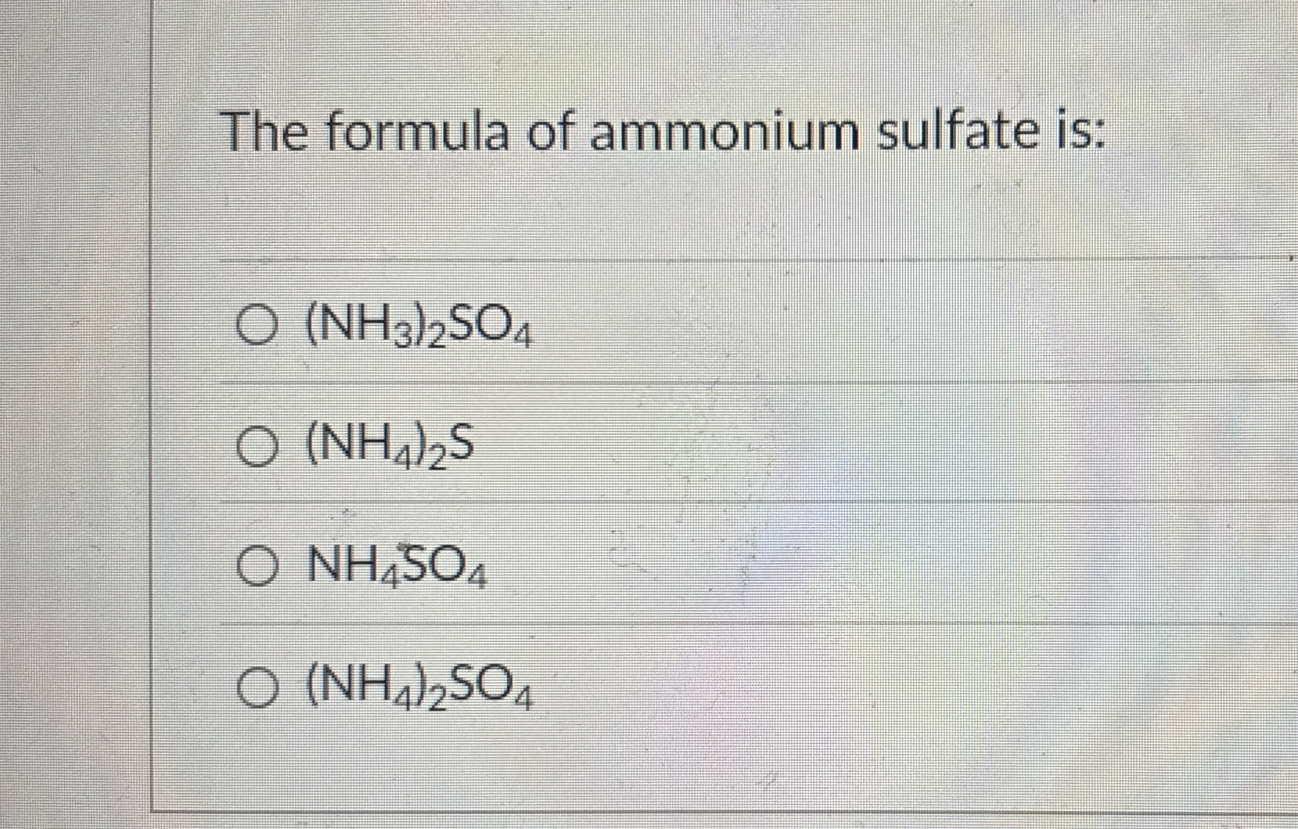 The formula of ammonium sulfate | Chegg.com