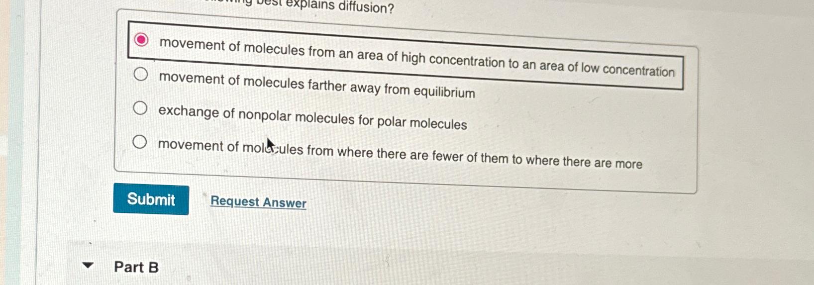 Solved movement of molecules from an area of high | Chegg.com