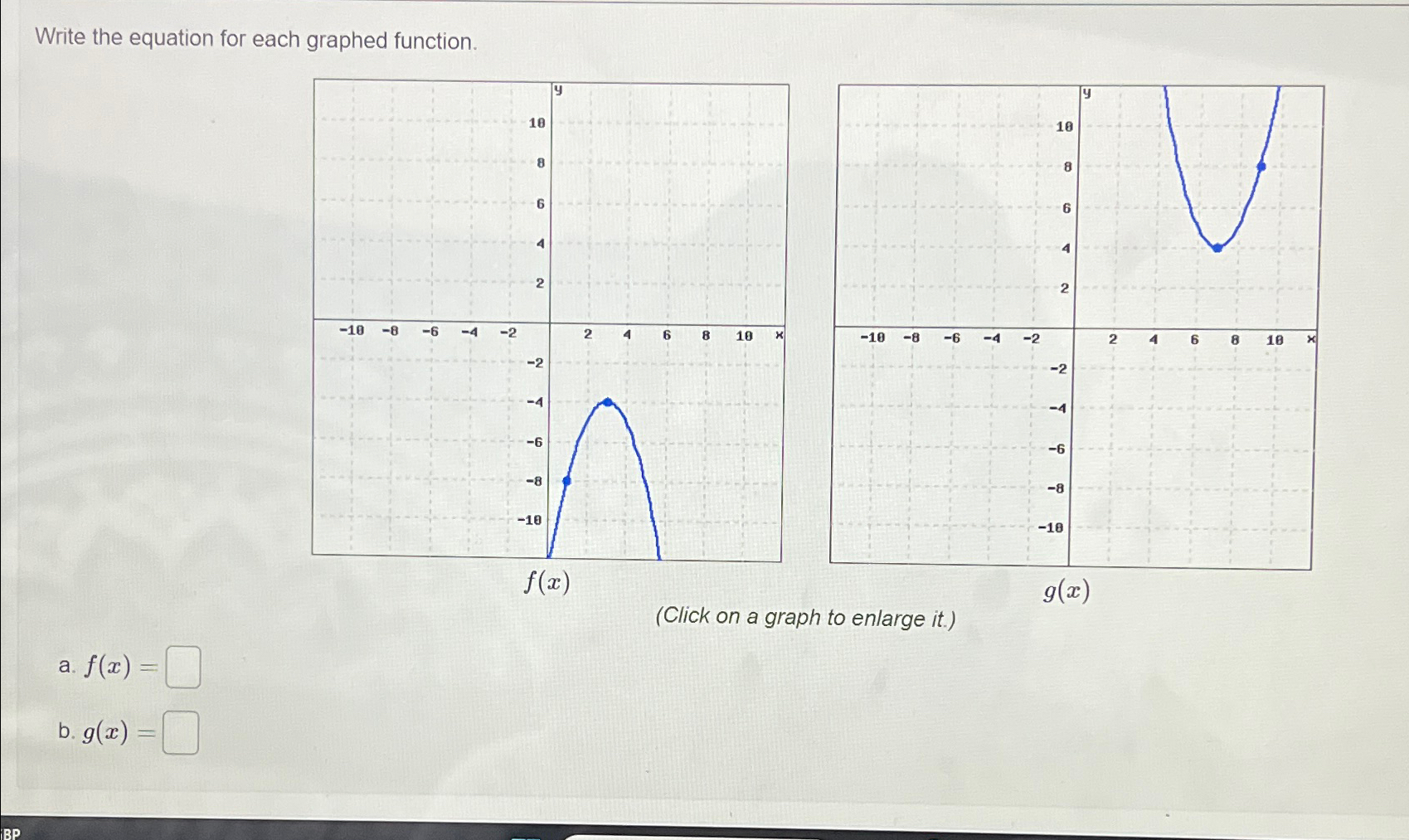 Solved Write the equation for each graphed function.(Click | Chegg.com