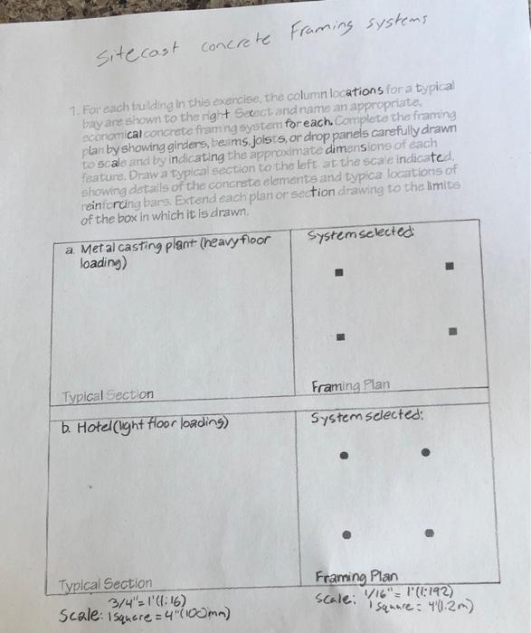 site cast concrete Framing systems 7. For each | Chegg.com