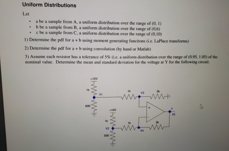 Solved . . Uniform Distributions Let a be a sample from A, a | Chegg.com