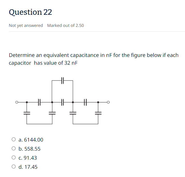 Solved Determine an equivalent capacitance in nF for the | Chegg.com